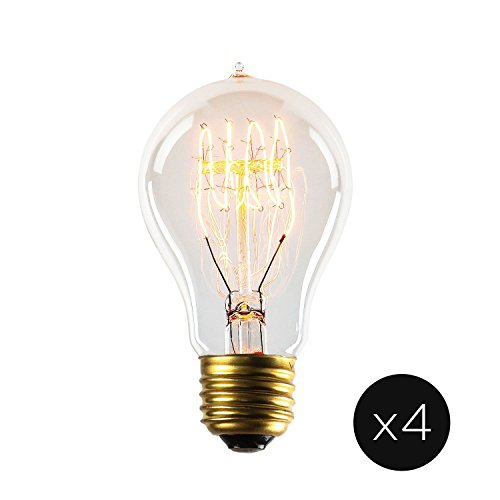 Edison Round A19 Vintage Bulbs, Fully Dimmable, Warm White, 40W (E26 ...